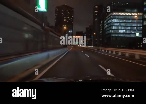 Tokyo Metropolitan Expressway Car driving Night View Japan shutoko ...