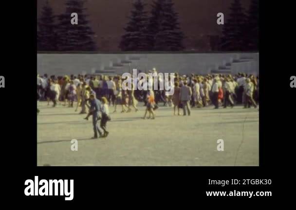 MOSCOW, RUSSIA MAY 1981: Military parade at Lenin's Mausoleum in 80's ...