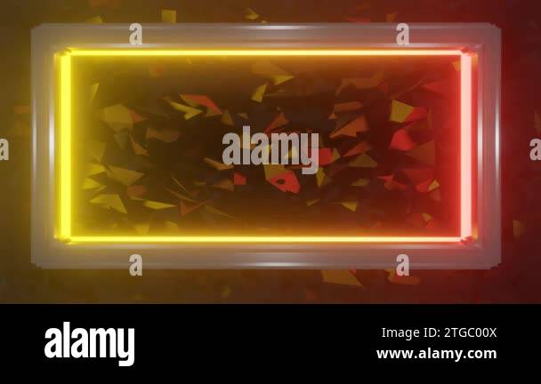 Magical glowing rectangle frame changes colors on a background composed ...