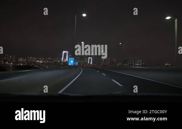Tokyo Metropolitan Expressway Car driving Night View Japan shutoko ...
