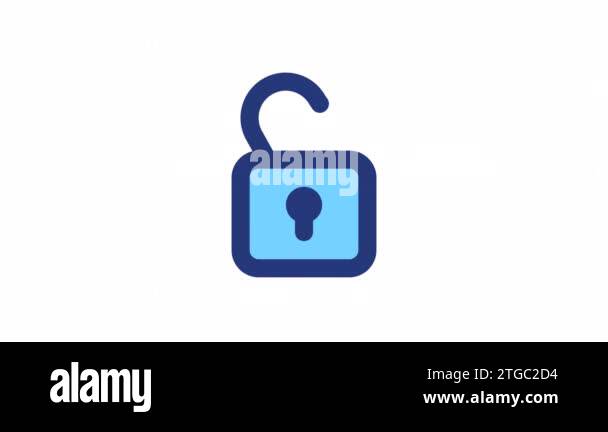 Animated open lock color ui icon. Private data access. Cybersecurity. Seamless loop HD video ...