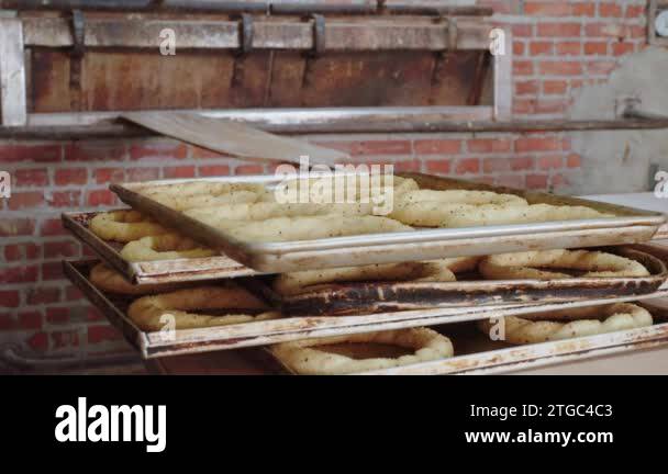 Baking tray, Circular bread encrusted with sesame seeds, Turkish bagel ...