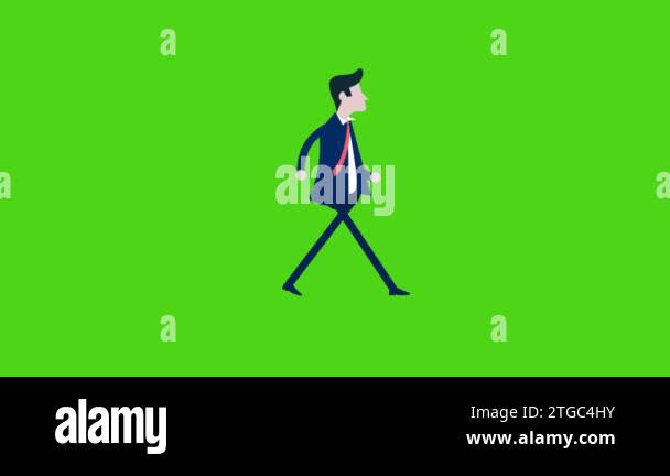 businessman character wwalking animation.angry walk.green Transparent ...