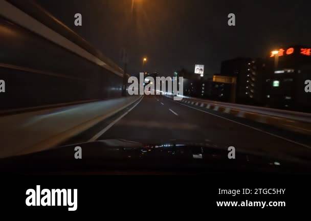 Tokyo Metropolitan Expressway Car driving Night View Japan shutoko ...