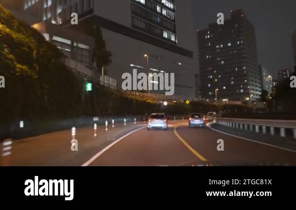 Tokyo Metropolitan Expressway Car driving Night View Japan shutoko ...