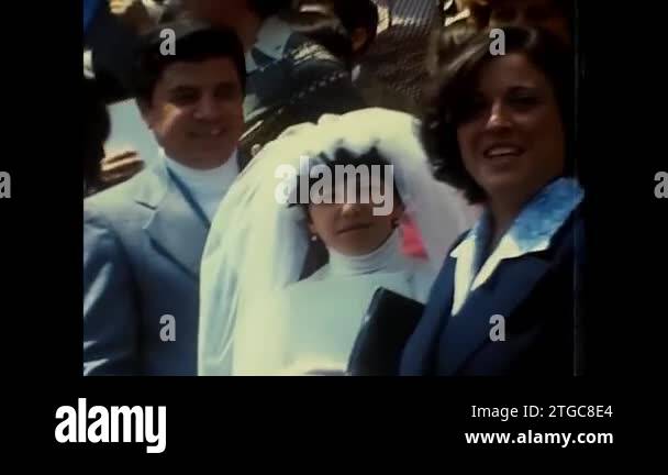palermo, italy may 1970: crowd of people outside the church after the ceremony in the 70s Stock ...