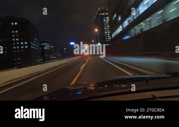 Tokyo Metropolitan Expressway Car driving Night View Japan shutoko ...