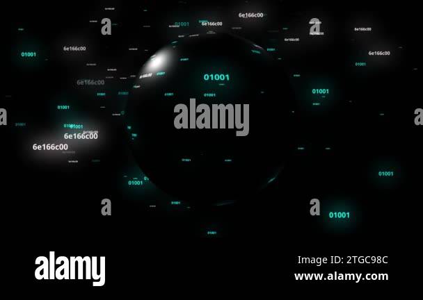 Computer code and data flow through globe matrix concept 4k animation ...