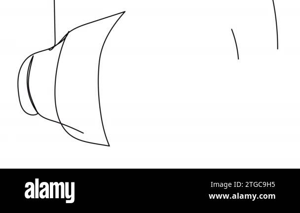 Self-drawing of a howling siren in one line on a white screen ...