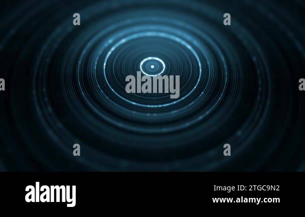 Abstract Digital Concentric Rings And Data Lines Loop/ 4k animation of ...
