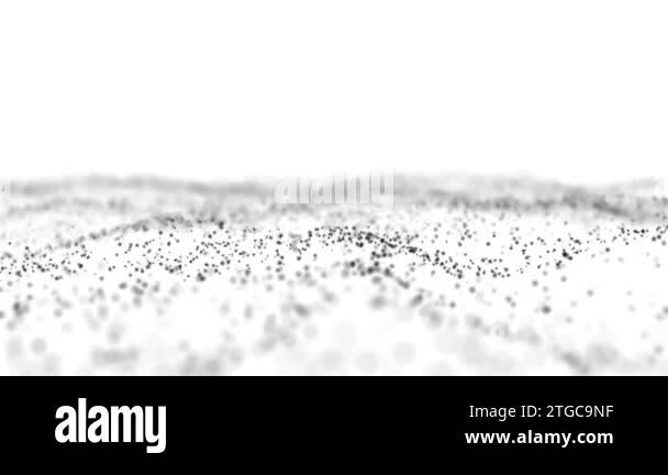 Abstract fluid slow motion dotted black wavy particle curve shape ...