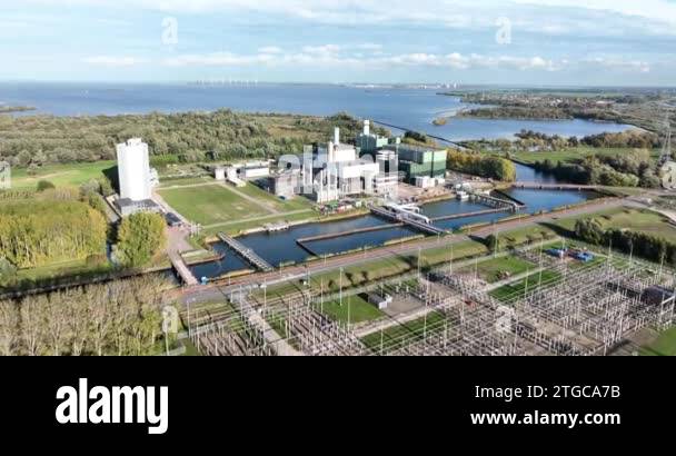 Electricity power plant facility. Generation of energy for households ...