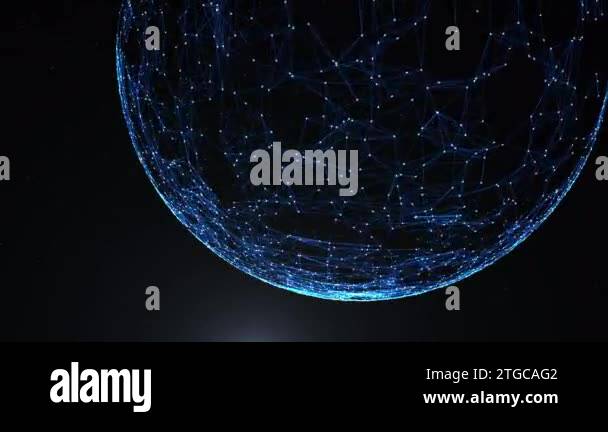 Particle World Universe of Plexus. abstract globe with particles and plexus structure lines and ...