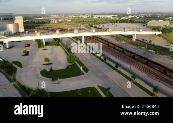 Lincoln, Nebraska bridge near University of Lincoln campus aerial pan ...