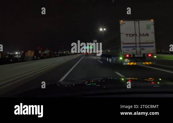 Tokyo Metropolitan Expressway Car driving Night View Japan shutoko ...