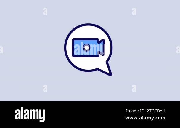 Animated video call color icon. Camera in speech bubble. Online ...