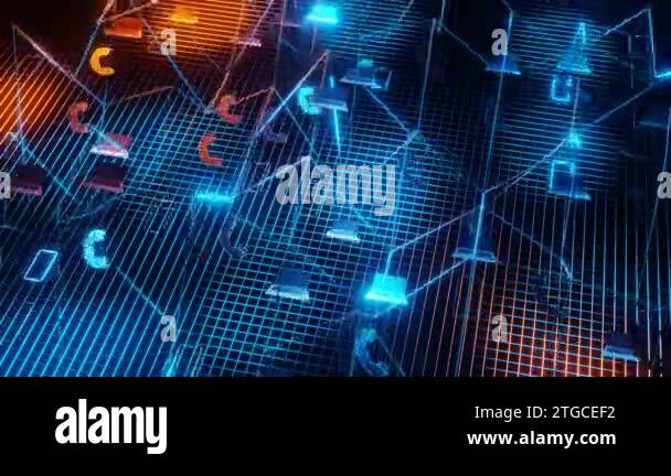 4K 3D animation. Digital world background binary map technology. Global ...