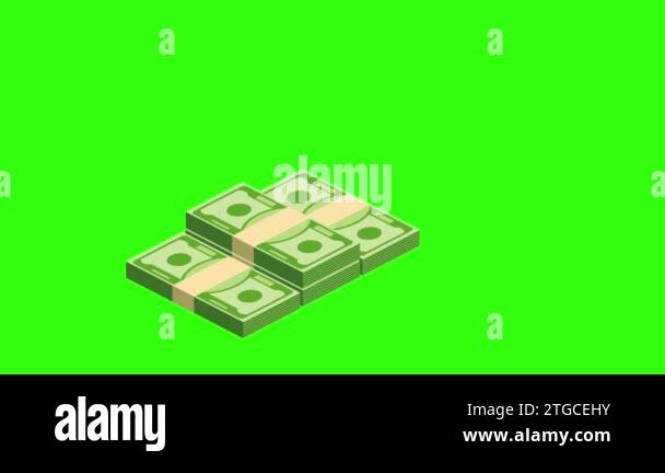 Money animated video element. Money animation on green screen. Currency ...