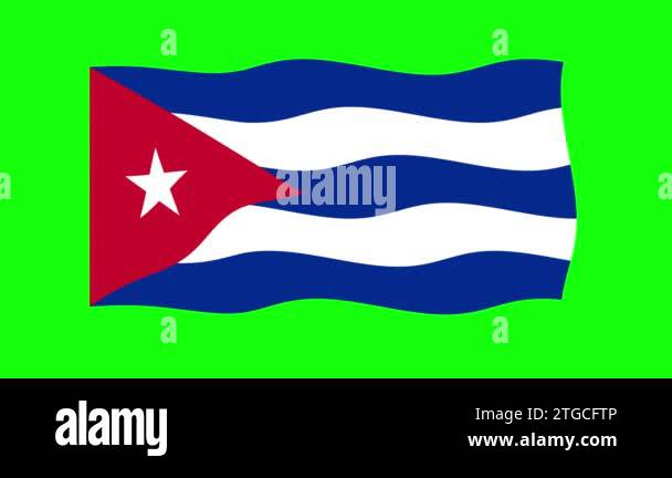 Cuba Waving Flag 2D Animation on Green Screen Background. Looping ...