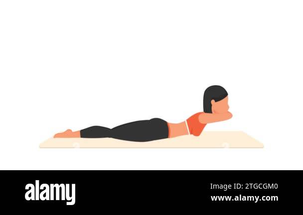 Hyperextension exercise tutorial. Female workout on mat. Fitness woman ...