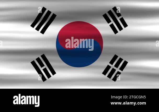 Seamless loop animation of the South Korea flag, flag waving in the ...