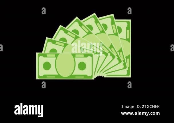 Money animated video element. Fan of money opens and closes. Money ...