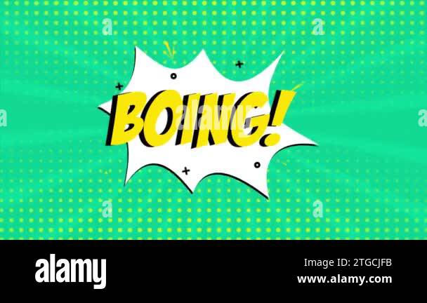 A comic strip cartoon animation, with the word Boing appearing. Green ...