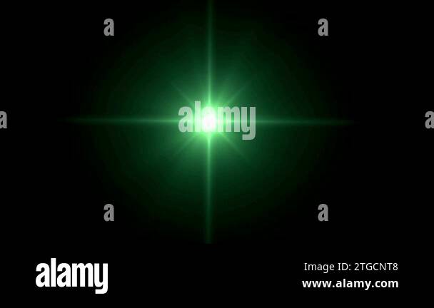 Realistic green light lens flare isolate on black background Stock ...