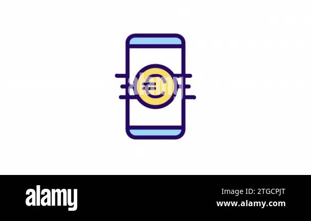 Animated online payment color icon. Financial transfers via smartphone ...