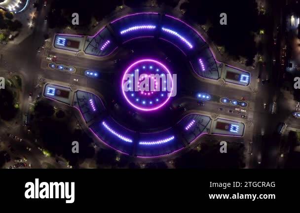 Aerial drone footage of Piata Unirii square, colorful bright artesian ...