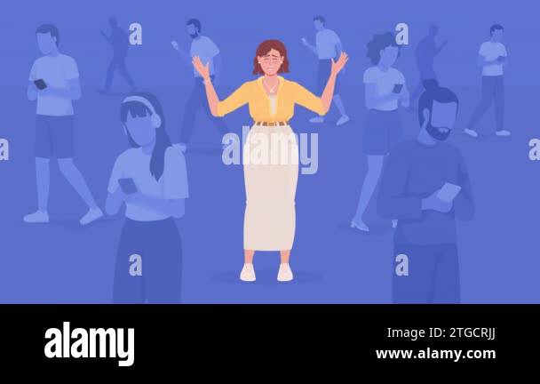 Animated digital detox illustration. Unplugging from electronics ...