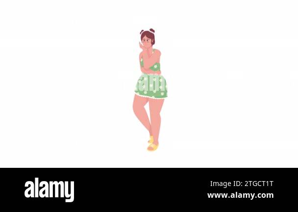 Animated happy curvy woman character. Body acceptance and positivity ...