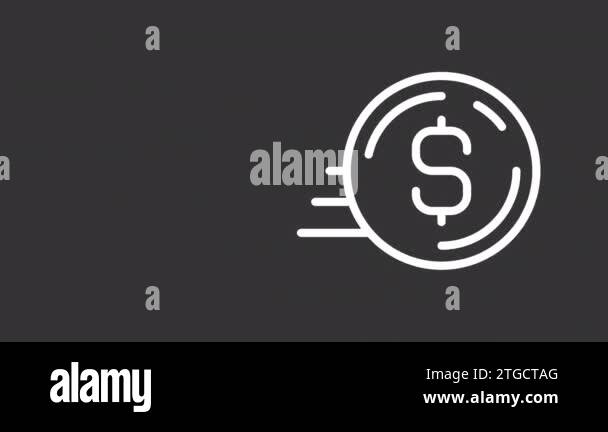 Animated slide coin white line icon. Fast money transfer. Banking ...
