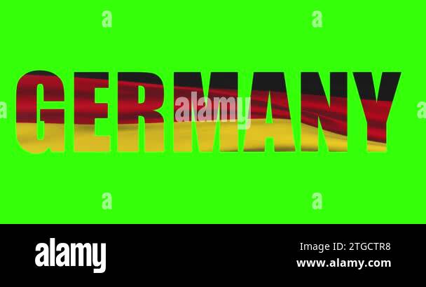 Germany country lettering word text with flag waving animation on green ...