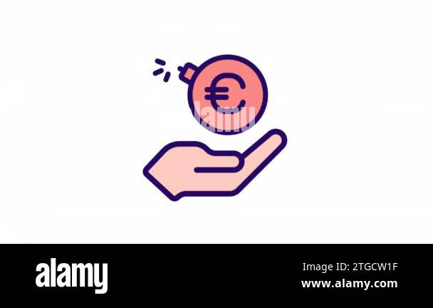 Animated euro bomb color icon. Risky investment. Money loss danger ...