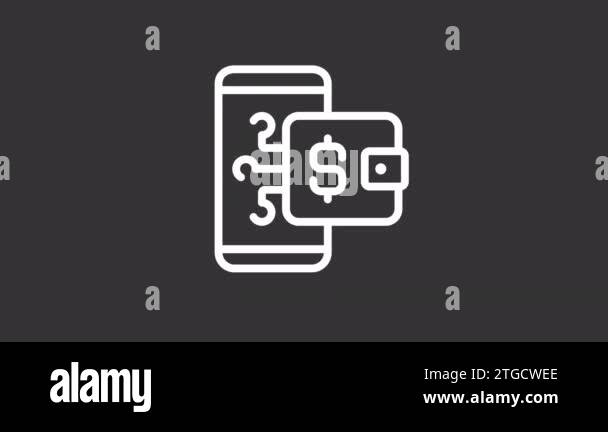 Animated wallet white line icon. Virtual dollar account. Mobile banking ...