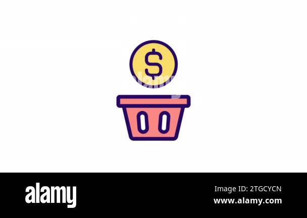 Animated dollars purchase color icon. Currency market operation ...