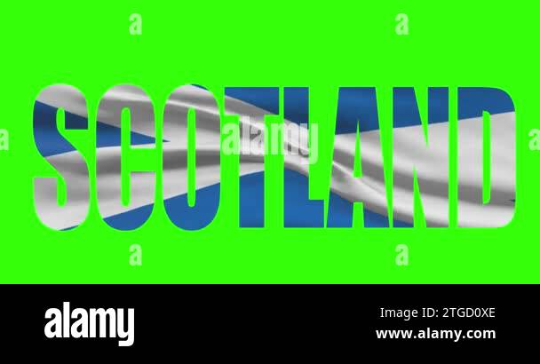 Scotland country lettering word text with flag waving animation on ...