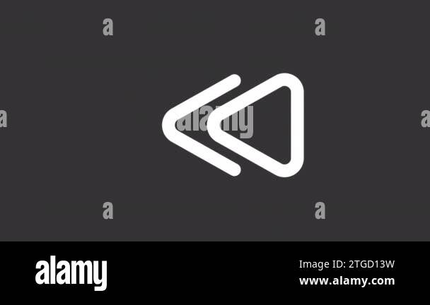 Animated backward white line ui icon. Multimedia player. Seamless loop ...