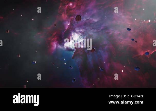 Galaxy space flight exploration space rock scence at Lagoon Nebula . 4K ...