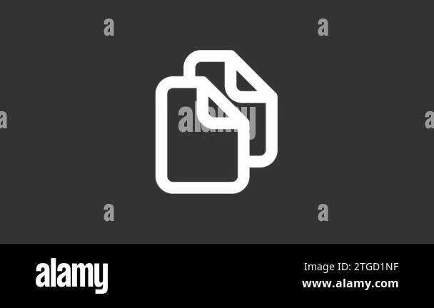 Animated copy white line ui icon. Clipboard. Duplicate file. Seamless loop HD video with alpha ...