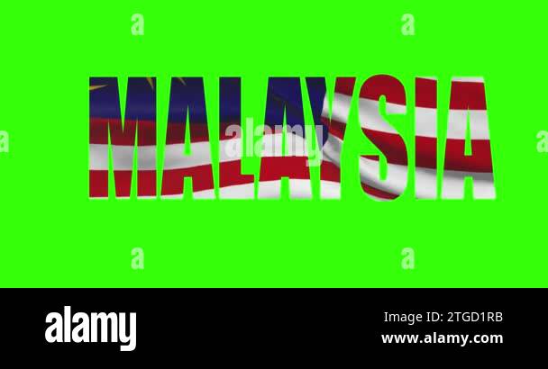 Malaysia country lettering word text with flag waving animation on ...