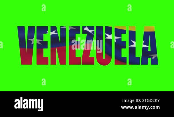 Venezuela country lettering word text with flag waving animation on ...
