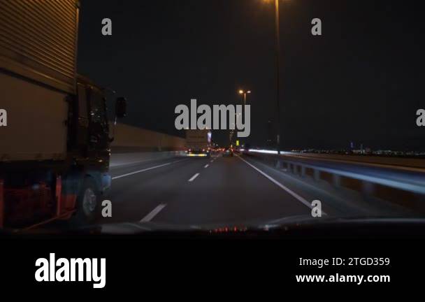 Tokyo Metropolitan Expressway Car driving Night View Japan shutoko ...