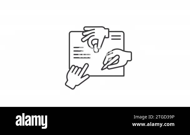 Animated teamwork linear icon. Corporate brainstorming. Cooperation ...