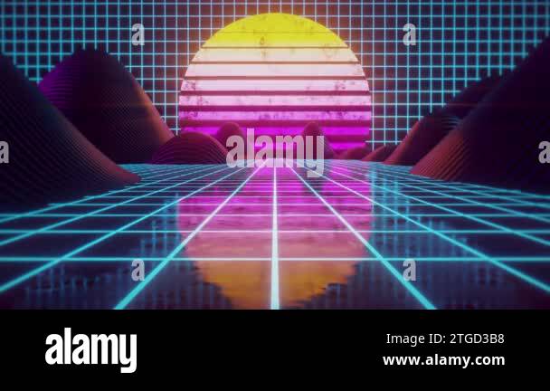 80s retro synthwave style 3d rendering animation loop Stock Video ...