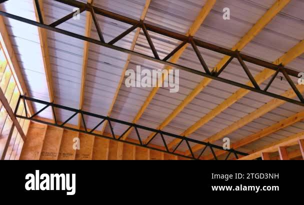 A large steel roof frame for t building a storage warehouse for ...