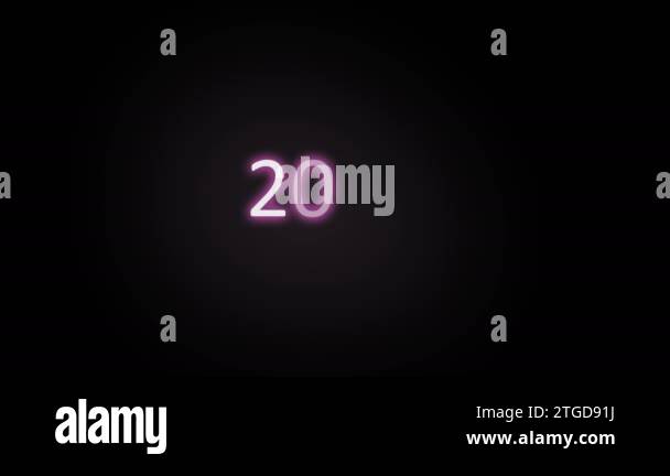 Neon light 2023 text appears on screen 4k animation, zooms towards ...