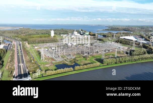 Electricity power plant facility. Generation of energy for households ...