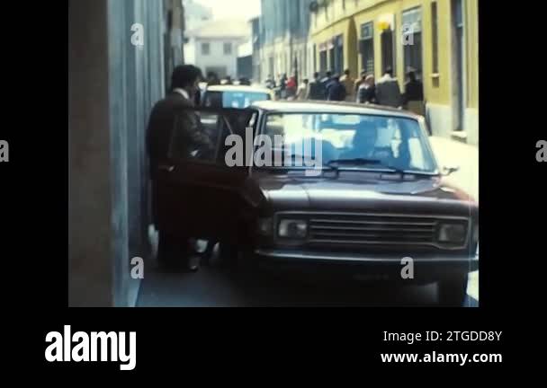 palermo, italy may 1970: vintage car with people in Palermo traffic in ...